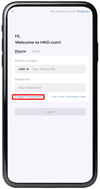 How To Reset Forgot Password 【 Mobile APP】 – HKD.com